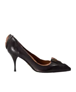 Prada Antiqued Leather Stiletto Pumps - Black