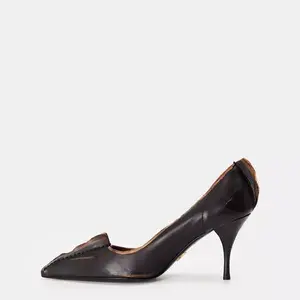 Prada Antiqued Leather Stiletto Pumps - Black