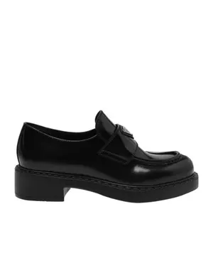 Prada Brushed Leather Loafers With Platform Sole