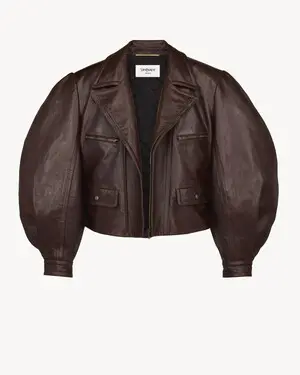 Saint Laurent Balloon-sleeve Jacket In Creased Leather
