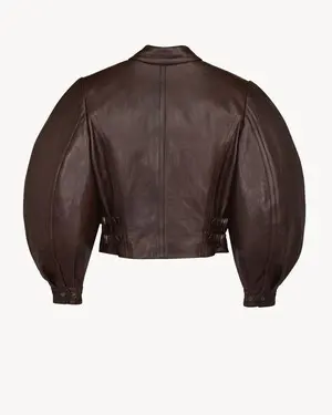 Saint Laurent Balloon-sleeve Jacket In Creased Leather