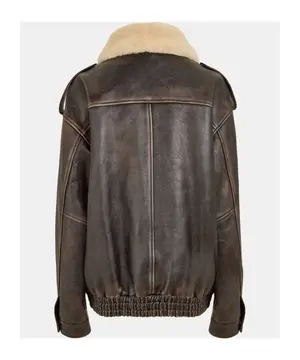 Miu Miu Leather Logo Bomber Jacket