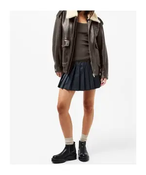 Miu Miu Leather Logo Bomber Jacket