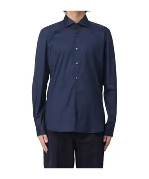 FAY Long Sleeve Cotton Shirt - Blue