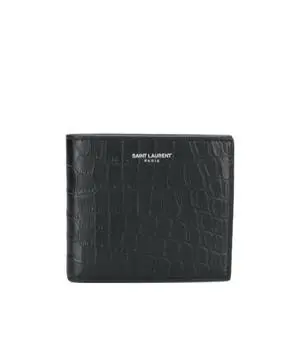 Saint Laurent Logo Embossed Bi-fold Wallet - Black