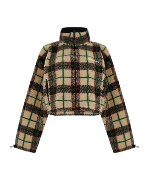 Miu Miu Checked Teddy Bear Jacket - Green