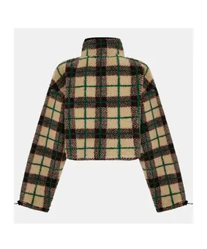 Miu Miu Checked Teddy Bear Jacket - Green