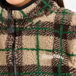 Miu Miu Checked Teddy Bear Jacket - Green