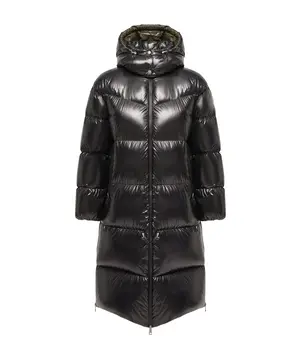 Moncler Harfang Hooded Long Down Coat - Black