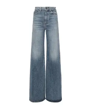 Khaite Dane High Rise Wide Leg Jeans - Blue