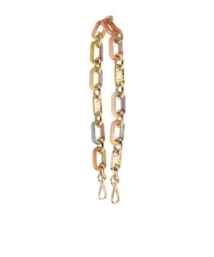 Fendi Gold-coloured Metal And Multicoloured Resin Chain Shoulder Strap - Nude