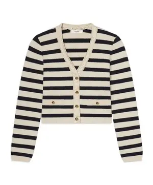FRAME Striped V-neck Cardigan