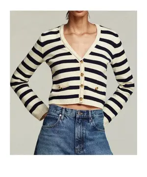 FRAME Striped V-neck Cardigan