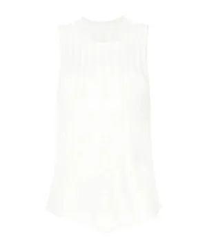 DION LEE Ribbed Knit Distressed Top