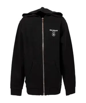 Balmain Logo Print Zipped Hoodie