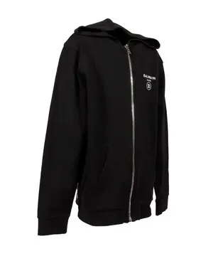 Balmain Logo Print Zipped Hoodie