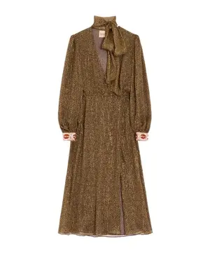 Valentino Garavani Fauve Éclat Printed Midi Dress With Sequined Details