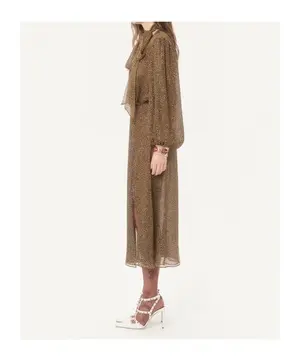 Valentino Garavani Fauve Éclat Printed Midi Dress With Sequined Details