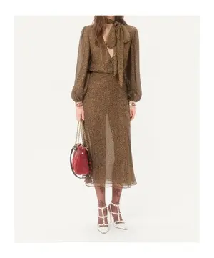 Valentino Garavani Fauve Éclat Printed Midi Dress With Sequined Details
