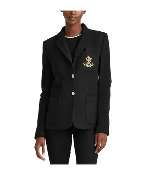 Ralph Lauren Cotton Monogram Blazer - Black