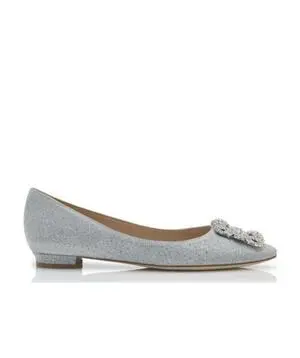 Manolo Blahnik Silver Tone Flats For Women
