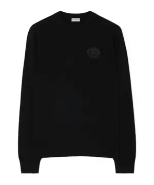 Burberry Wool Sweater With Equestrian Logo Detail - Black