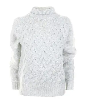 Eleventy Cable Knit Turtleneck Sweater - White