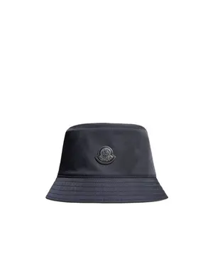Moncler Leather Logo Gabardine Bucket Hat