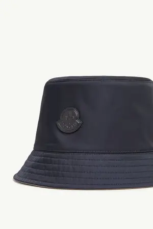 Moncler Leather Logo Gabardine Bucket Hat