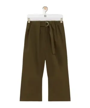 Loewe Cropped Belted Trousers In Cotton And Silk