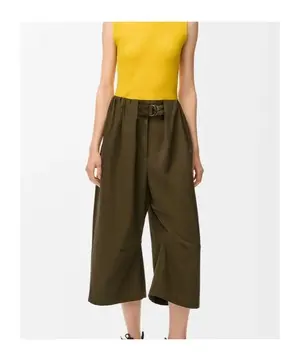 Loewe Cropped Belted Trousers In Cotton And Silk