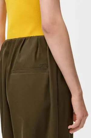 Loewe Cropped Belted Trousers In Cotton And Silk