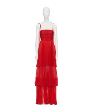 Valentino Garavani Red Halter Neck Layered Slip Dress - Paris