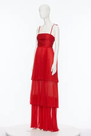 Valentino Garavani Red Halter Neck Layered Slip Dress
