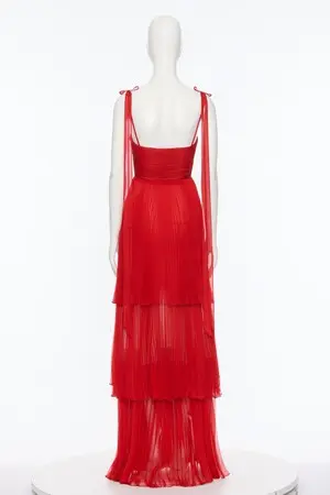 Valentino Garavani Red Halter Neck Layered Slip Dress