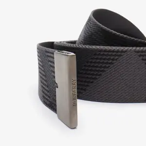 Burberry Check Webbing Belt With B Buckle