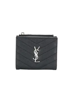 Saint Laurent Quilted Monogram Wallet - Black