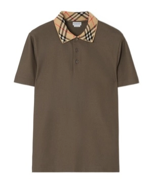 Burberry Check Collar Cotton Polo Shirt