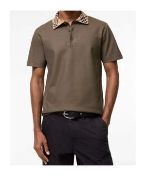 Burberry Check Collar Cotton Polo Shirt