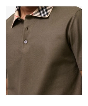 Burberry Check Collar Cotton Polo Shirt
