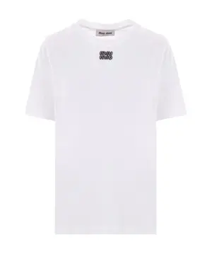 Miu Miu Logo-beaded Crewneck T-shirt