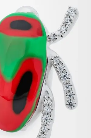Loewe Carabeo Brooch In Sterling Silver And Enamel