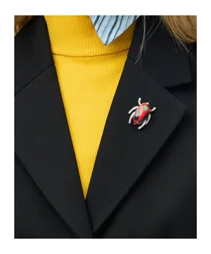 Loewe Carabeo Brooch In Sterling Silver And Enamel