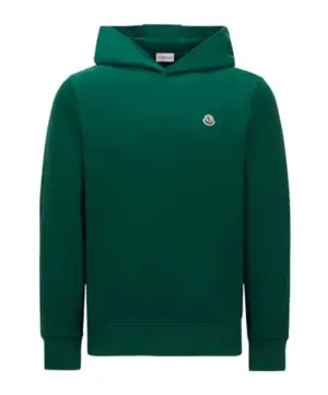 Moncler Logo Patch Long Sleeved Hoodie - Emerald Green