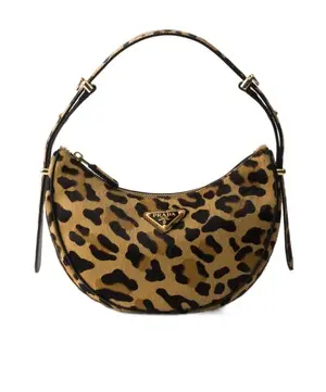 Prada Arqué Printed Leather Mini Shoulder Bag - Black
