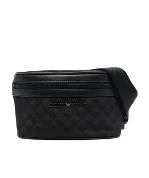 Emporio Armani All-over Eagle Jacquard Belt Bag - Black