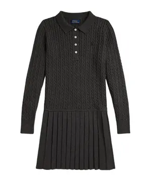 Polo Ralph Lauren Cable-knit Pleated Dress - Black