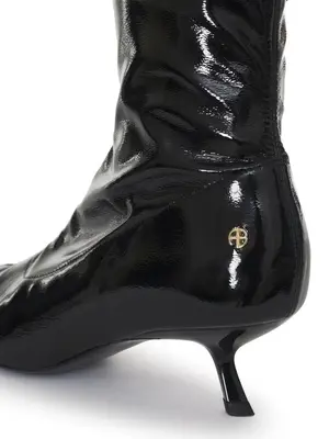 ANINE BING Hilda High-shine Ankle Boots - Black