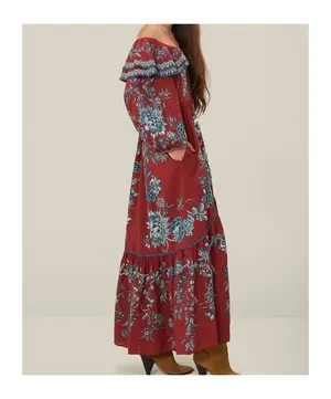 Farm Rio Off-the-shoulder Ruffled Floral Maxi Dress