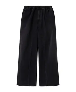 WOOYOUNGMI Wide Banding Denim Pants - Black